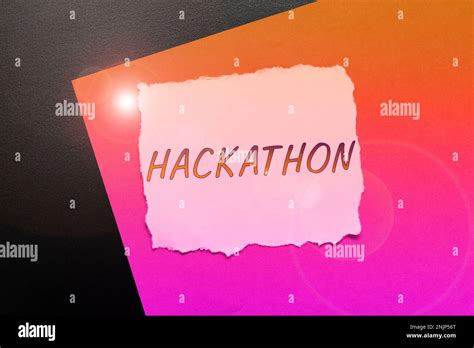 Sign Displaying Hackathon Business Overview Event Where Large Number