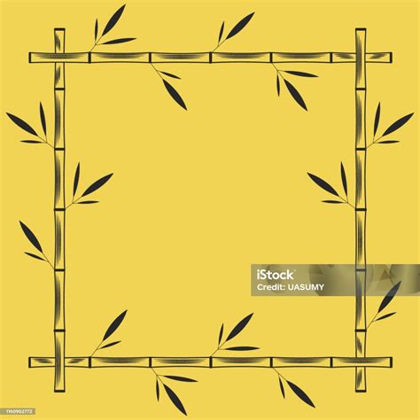 대나무 프레임 사각 기하학적 모양 장소 텍스트와 함께 빈 간판 이랑 잎 열 대 대나무 가지 0명에 대한 스톡 벡터 아트 및 기타 이미지 Istock