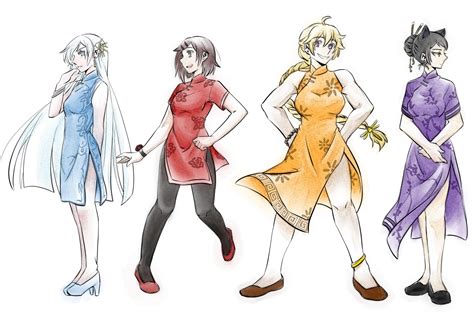 Team Rwby In Chinese Dresses Rrwby