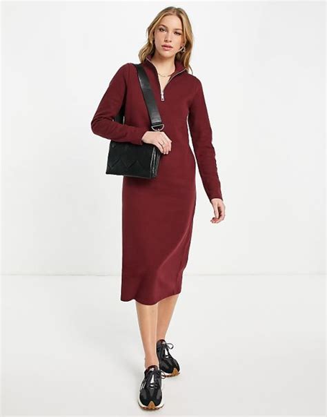 Asos Design Robe Pull Mi Longue Style Polo Ultra Douce Avec Fermeture