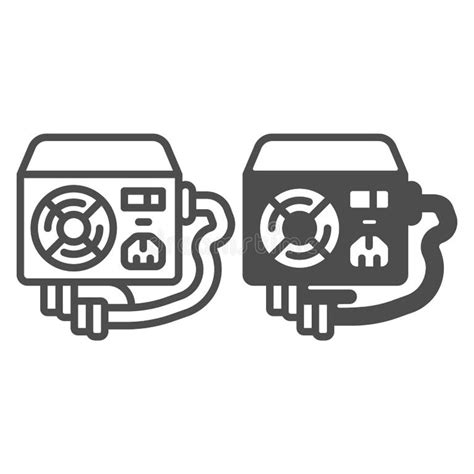 Power Supply Unit Line And Solid Icon Pcrepair Concept Fan Mains