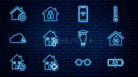 Set Line Battery House Humidity Mobile With Wi Fi Wireless