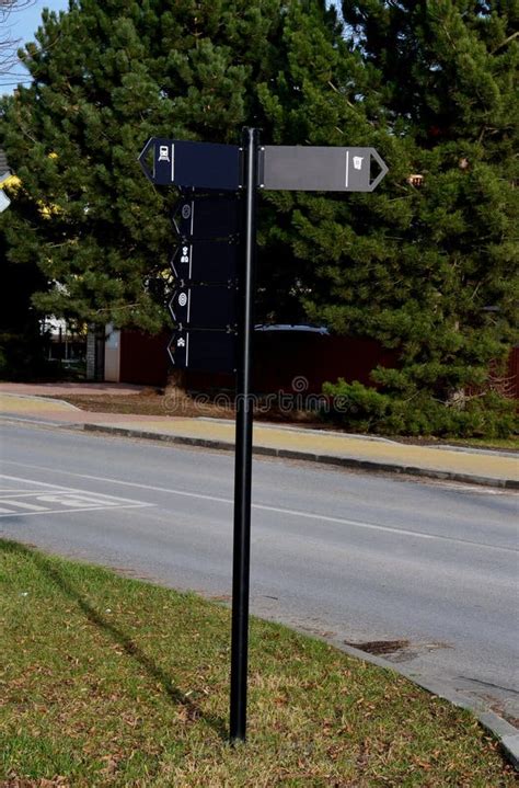 The City Furniture Also Includes A Column With Information Signs Stock