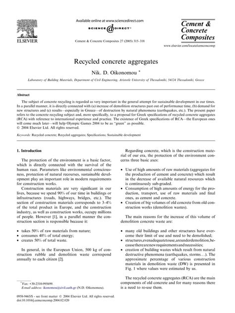 Recycled Concrete Aggregates Pdf