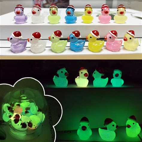 35 Pcs Tiny Resin Ducks Luminous Mini Christmas Ducks