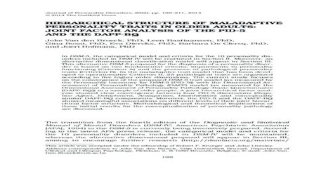 Pdf Hierarchical Structure Of Maladaptive Personality Traits · Model And Its Associated