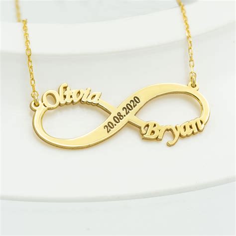 Infinity Two Name Necklace Valentines Day T Personalized Infinity