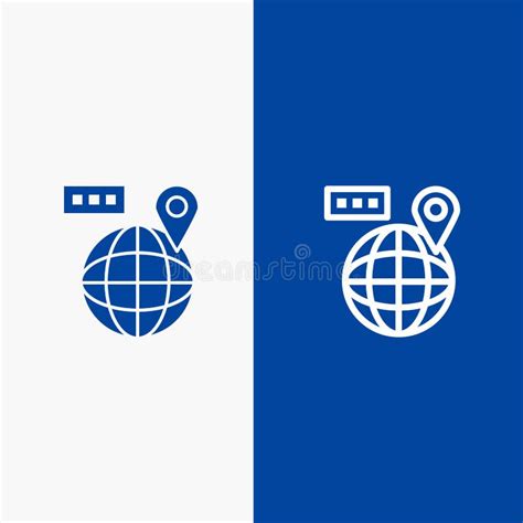 World Map Navigation Location Line And Glyph Solid Icon Blue Banner Line And Glyph Solid Icon