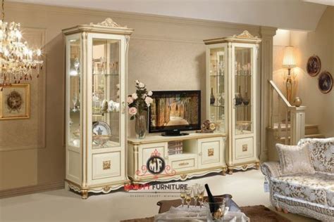 Bufet Tv Dan Lemari Hias Klasik Duco Putih Modern Kayu MINIUTY FURNITURE