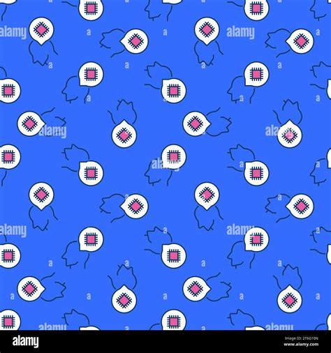Speech Bubble With Cpu And Head Vector Concept Colored Seamless Pattern