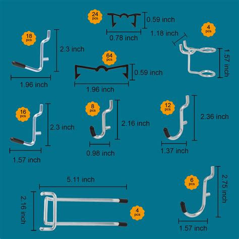 Daanxw 188 Piece Steel Pegboard Hook Kit Suitable For 1 4 In Pegboard