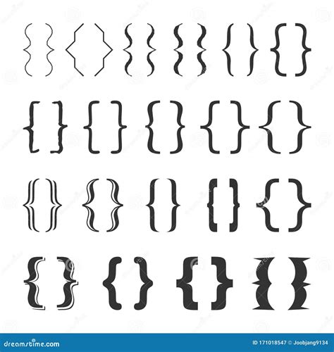 Curly Brace Set Vector Text Brackets Collection For Messages Quotas