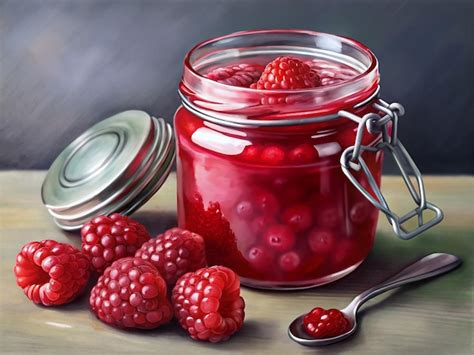 Premium Vector Jar Of Raspberry Jam With Raspberries And Spoon