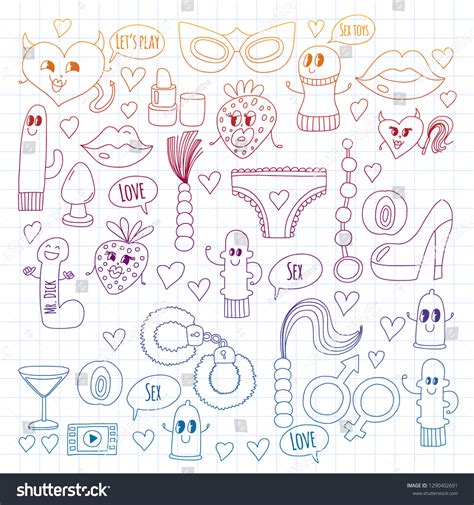 Funny Icons Sex Shop Cute Cartoon Stock Vector Royalty Free Shutterstock