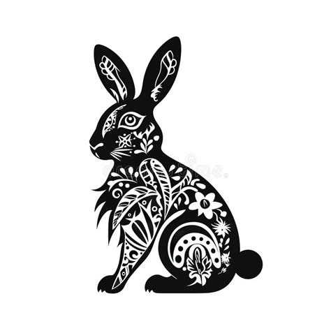 Ornate Rabbit Isolated Bunny Icon Hare Drawing Chinese Zodiac 2023