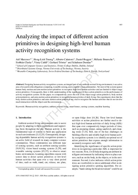 Pdf Analyzing The Impact Of Different Action Primitives In Designing High Level Human Activity