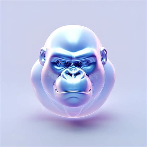 Icon Of Gorilla Glossy Glass Style Stock Illustration Illustration