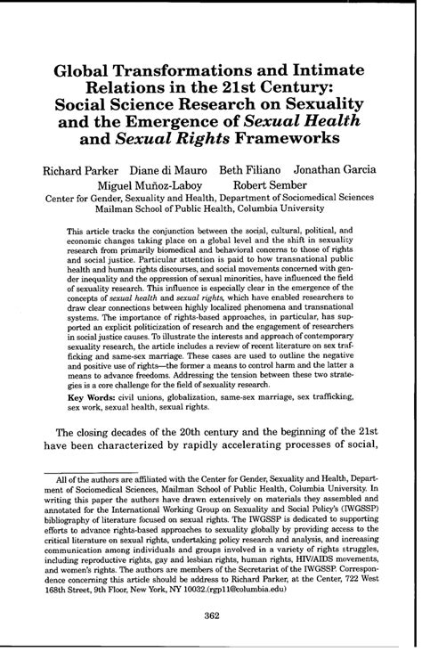 PDF Global Transformations And Intimate Relations In The 21st Century Social Science Research
