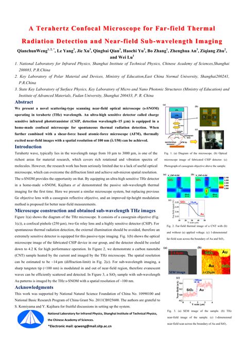 PDF A Terahertz Confocal Microscope For Far Field Thermal Radiation