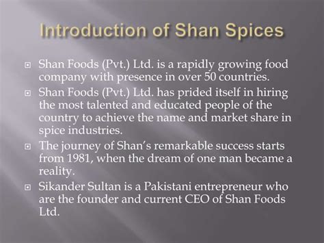 Presentation About Shan Spicesmatti Ur Rehman Pptx