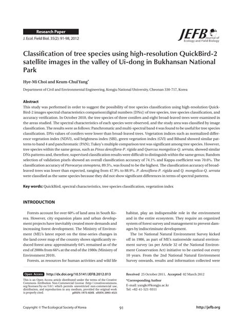 Pdf Classification Of Tree Species Using High Resolution Quickbird 2 Pdf Classification Of Tree Species Using High Resolution Quickbird 2