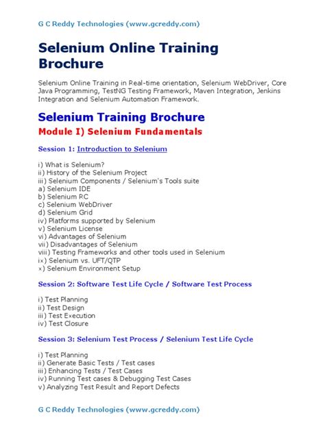 Selenium Online Training Pdf Selenium Software Method Computer