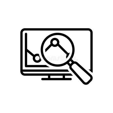 Black Line Icon For Research Investigation And Checkout Stock Vector