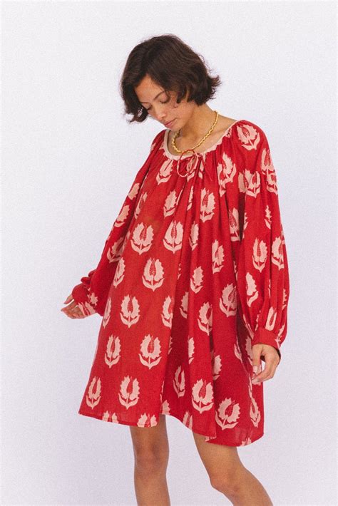 Ria Mini Dress ~ Ruby Red Daughters Of India Ria Mini Dress ~ Ruby Red Daughters Of India