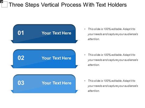 Three Steps Vertical Process With Text Holders Templates PowerPoint Presentation Slides