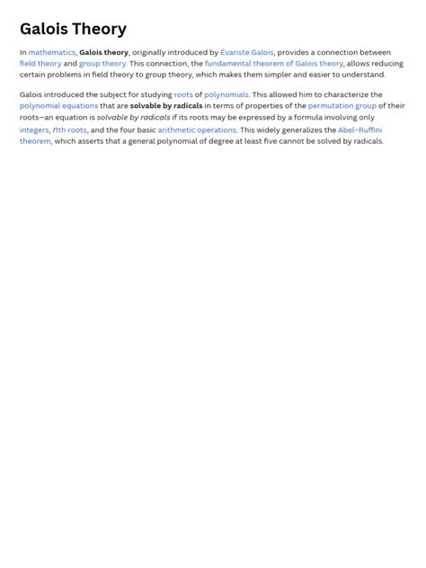 Galois Theory Pdf