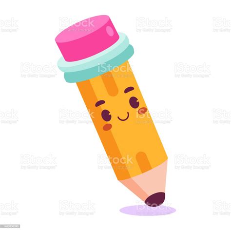 Vector Cartoon Cute Pencil School Kawaii Illustration Stock