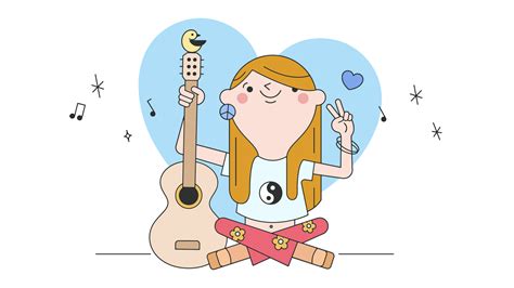 Hippie Girl Vector 240692 Vector Art At Vecteezy