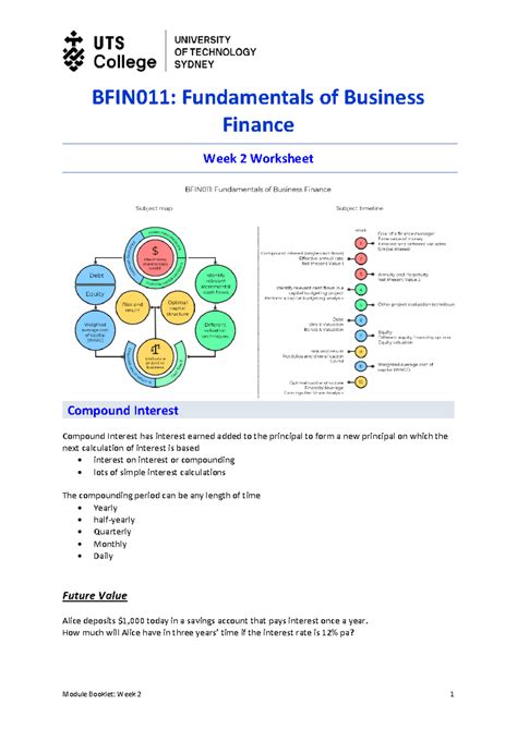Finance Week 2 Notes Of W2 BFIN011 Fundamentals Of Business Finance Week 2 Worksheet