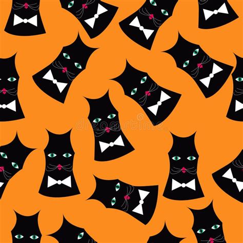 Black Kitty Seamless Pattern Funny Black Cat Character With The Bow