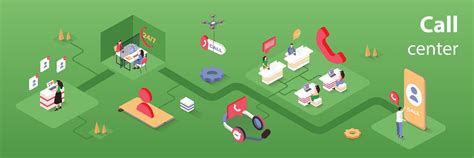 Premium Vector Call Center Concept 3d Isometric Infographics Web