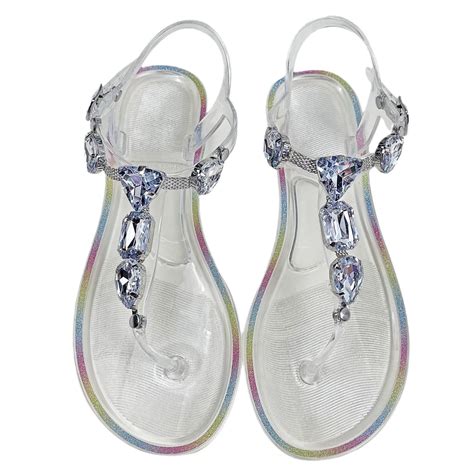 Jelly Beach Flat Sandals For Women Trendy Thong Spring Summer Y2k 2024