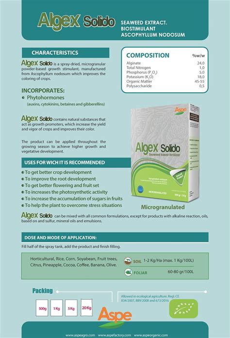 Algex Solido Seaweed Based Biostimulant Aspe Agrobiologico