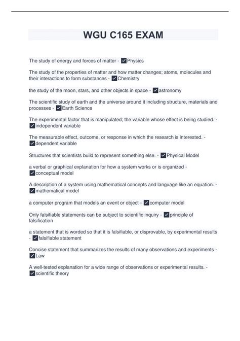 WGU C Exam Verified Answers By Expert Study Guide WGU