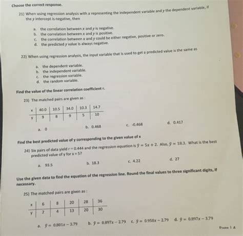 Solved When Using Regression Analysis With X Representing Chegg