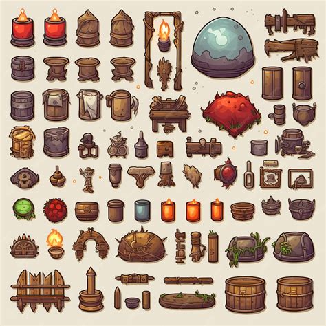 Premium Ai Image Multiple Item 2d Sprite Sheet Rpg Items Pixel Art
