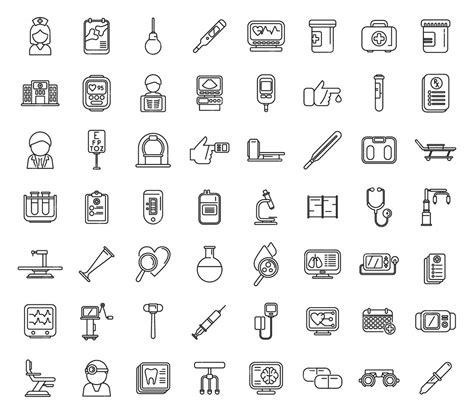 Pictogrammen Voor Medisch Onderzoek Instellen Schets Vector