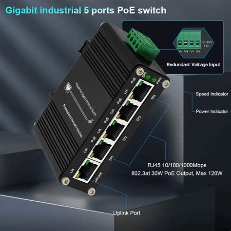 Network Switch 4 Port Poe Input 12~48vdc Industrial Ethernet If