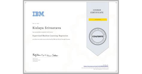 completion certificate for supervised machine learning regression