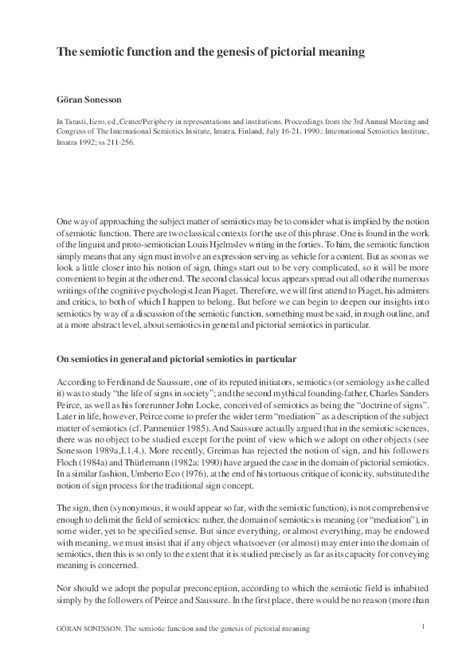Pdf The Semiotic Function And The Genesis Of Pictorial Meaning