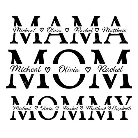 Mommy SVG PNG PDF Mom Split Name Frame SVG Inspire Uplift