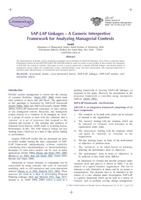 Pdf Sap Lap Linkages A Generic Interpretive Framework For Analyzing Managerial Contexts