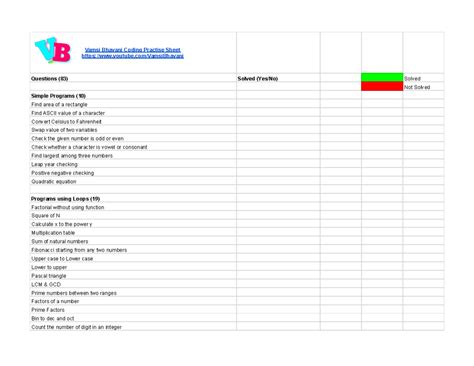 vamsi bhavani coding practice sheet programming questions and solutions