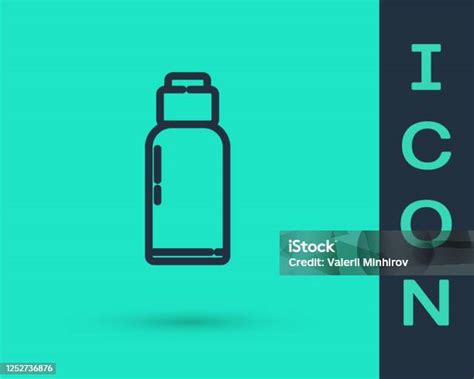 Ikon Botol Air Kantin Garis Hitam Terisolasi Pada Latar Belakang Hijau