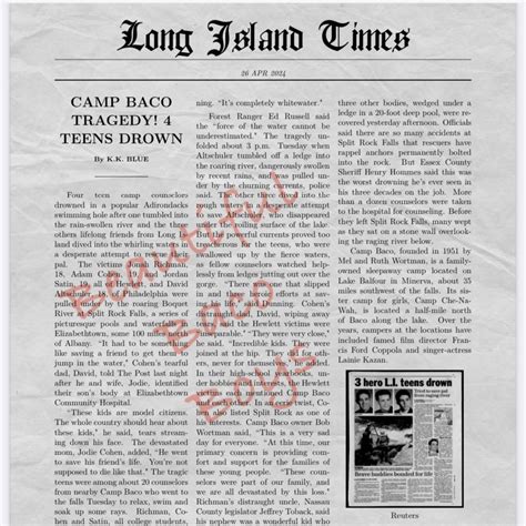 ‎camp Baco Tragedy At Split Rock Falls The David Altschuler Jordan