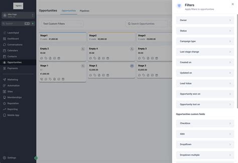 Filtering Opportunities Highlevel Support Portal
